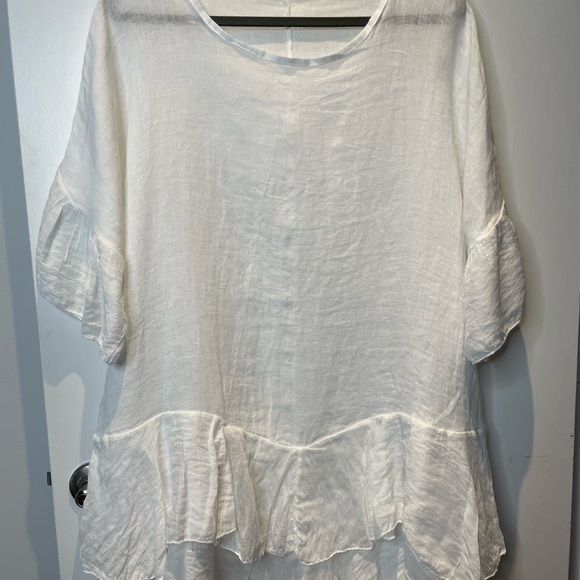 M Made In Italy | Tops | Made In Italy White Linen Tiered Top Zs Xl ...